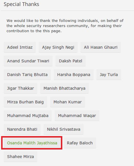 Acknowledged by BugSheet | 🔐Blog of Osanda