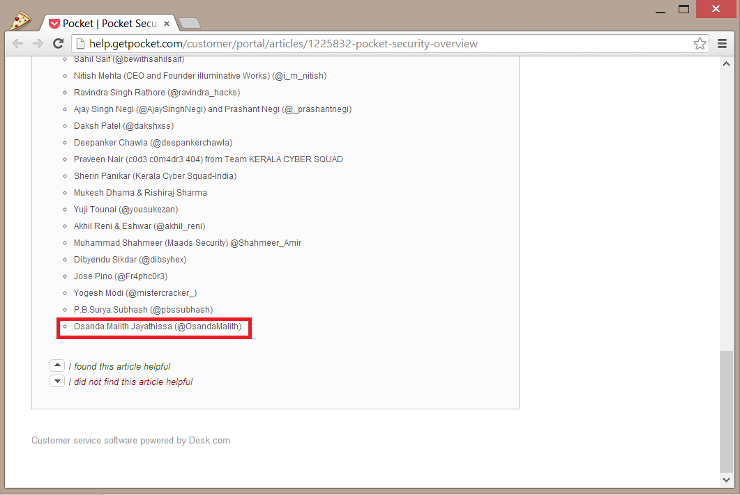 Acknowledged By Pocket | 🔐Blog of Osanda