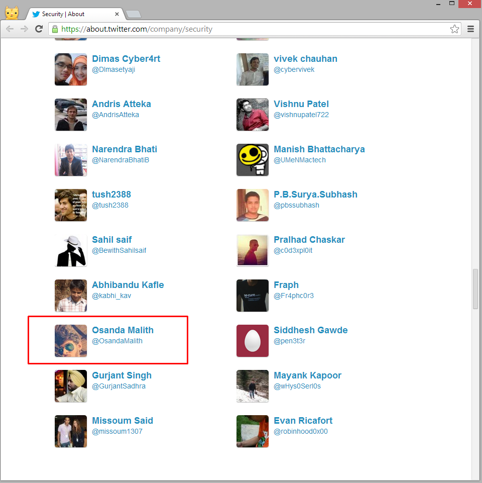 Acknowledged by Twitter | 🔐Blog of Osanda